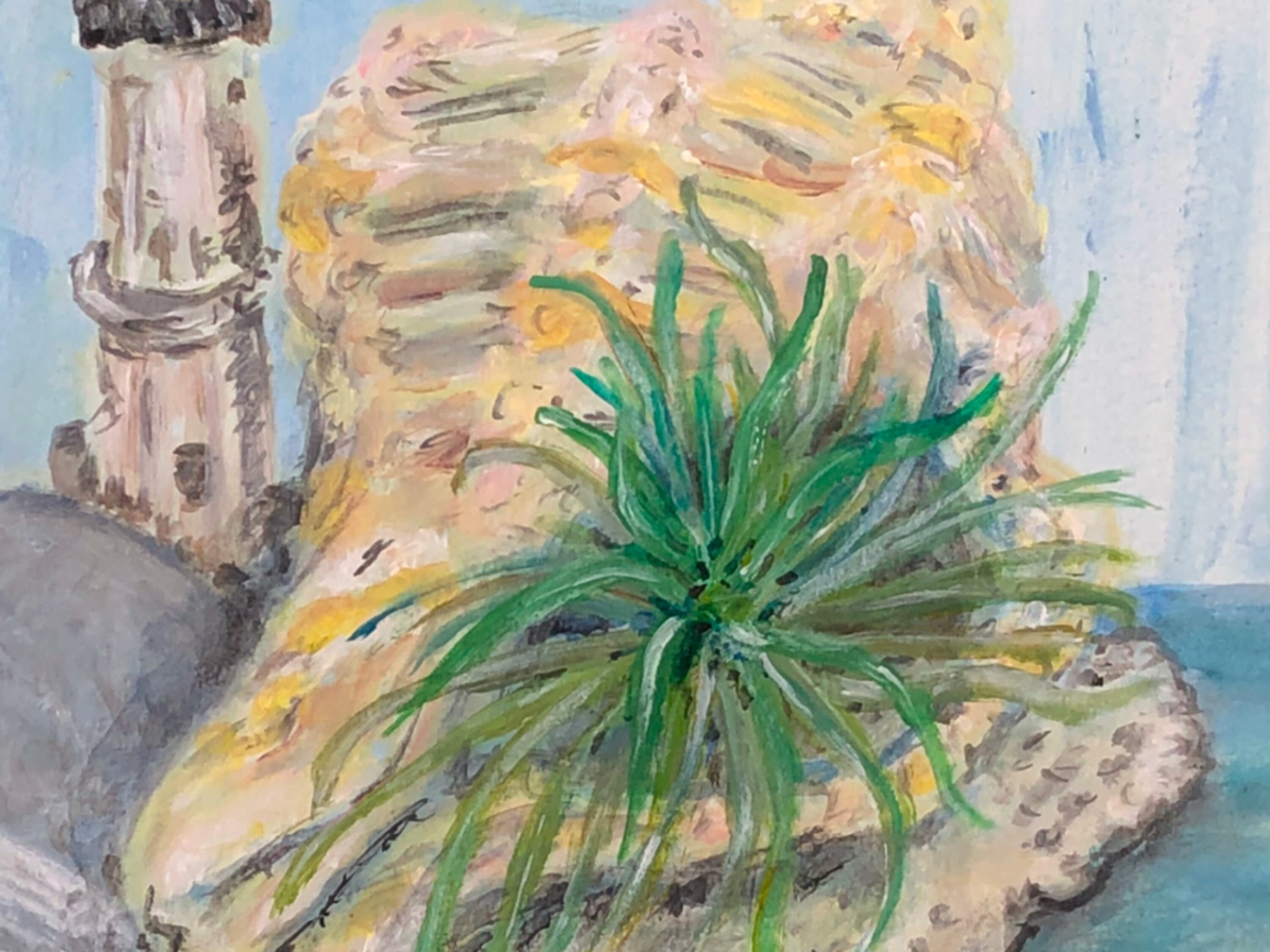 Lucky Yellow Shell— Archival Giclee Print//lighthouse//lucky Rock//sea ...