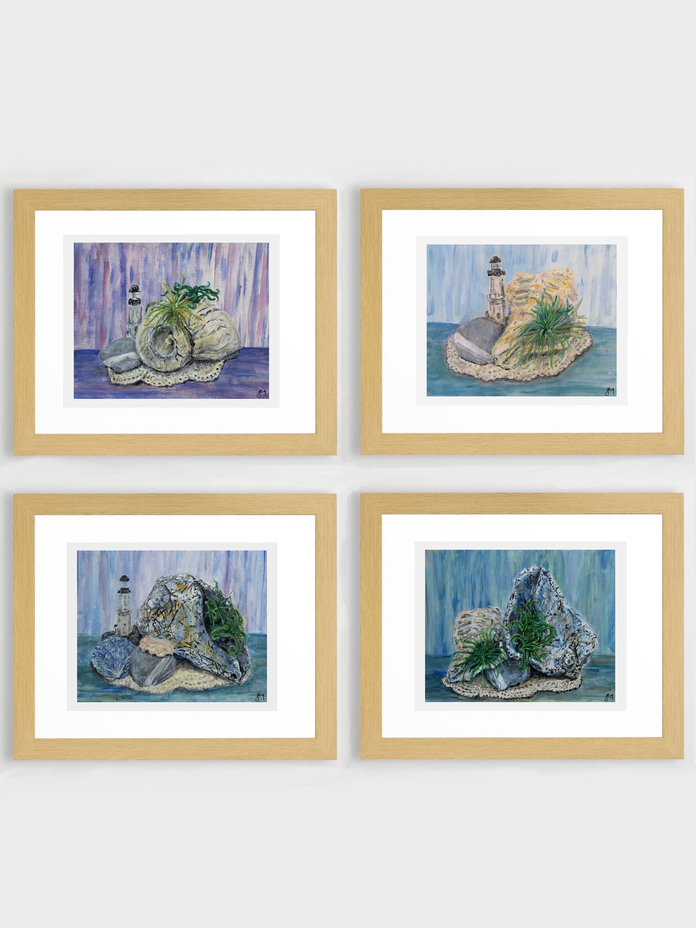 Shell Study Set of 4—giclee Prints//shell Paintings//houseplants//sea ...