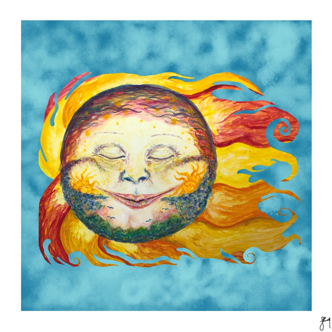 Sun Dream With Clouds Giclee Art Print Dreaming Sun - Etsy UK