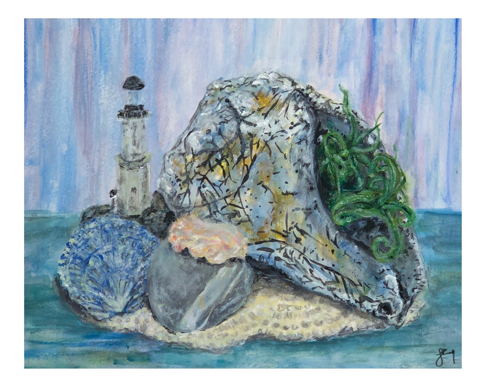 Shell Study Set of 4—giclee Prints//shell Paintings//houseplants//sea ...