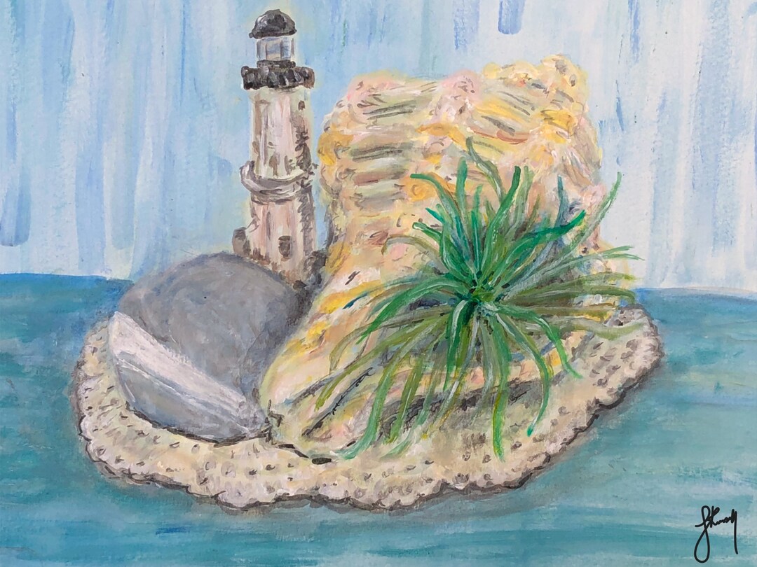 Lucky Yellow Shell— Archival Giclee Print//lighthouse//lucky Rock//sea ...