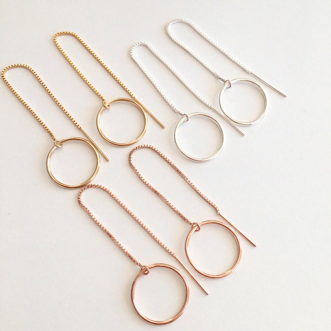 Ring Threader Earrings Gold Filled, Rose Gold Filled, Sterling Silver ...