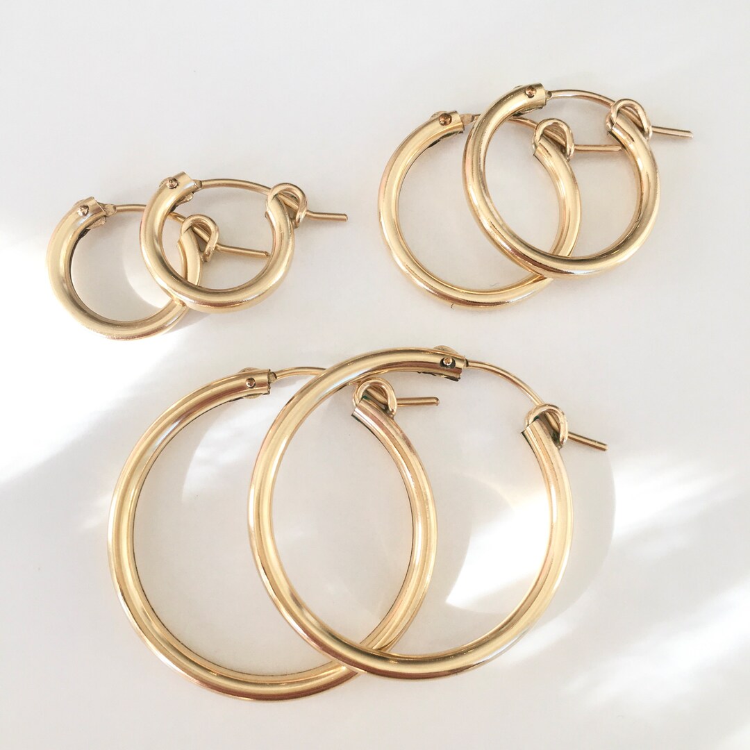 Click Back Gold Filled Hoop Earrings 14k Gold Filled Hoops Tarnish ...