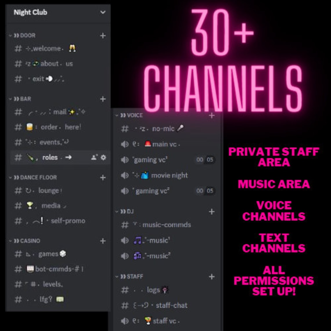 Streamer & Content Creator Discord Server Template - Night Club Theme ...