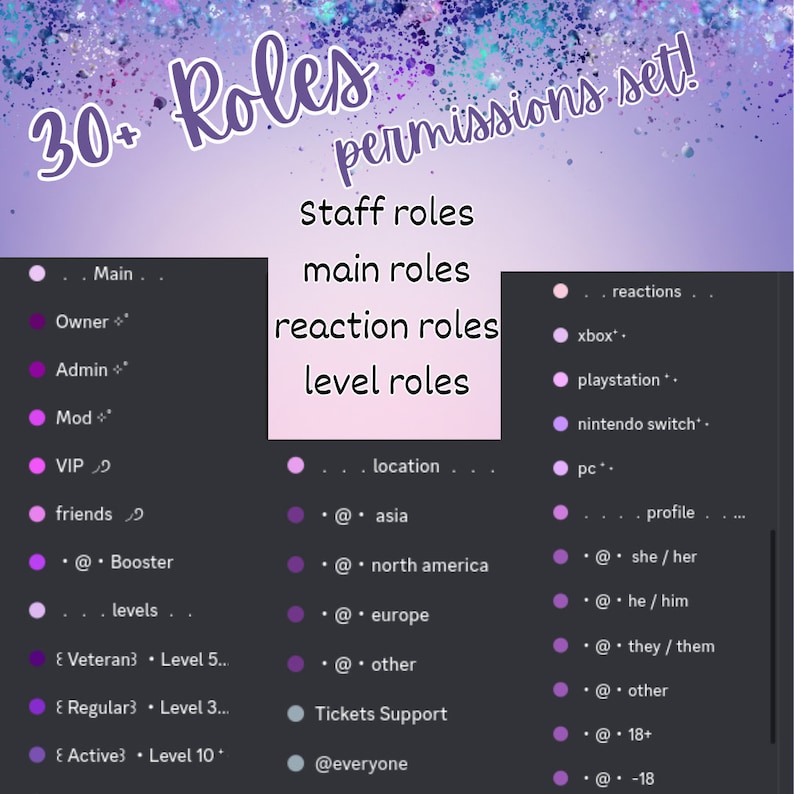 Minimalistic Purple Theme Discord Server Template | 50+ Channels and ...