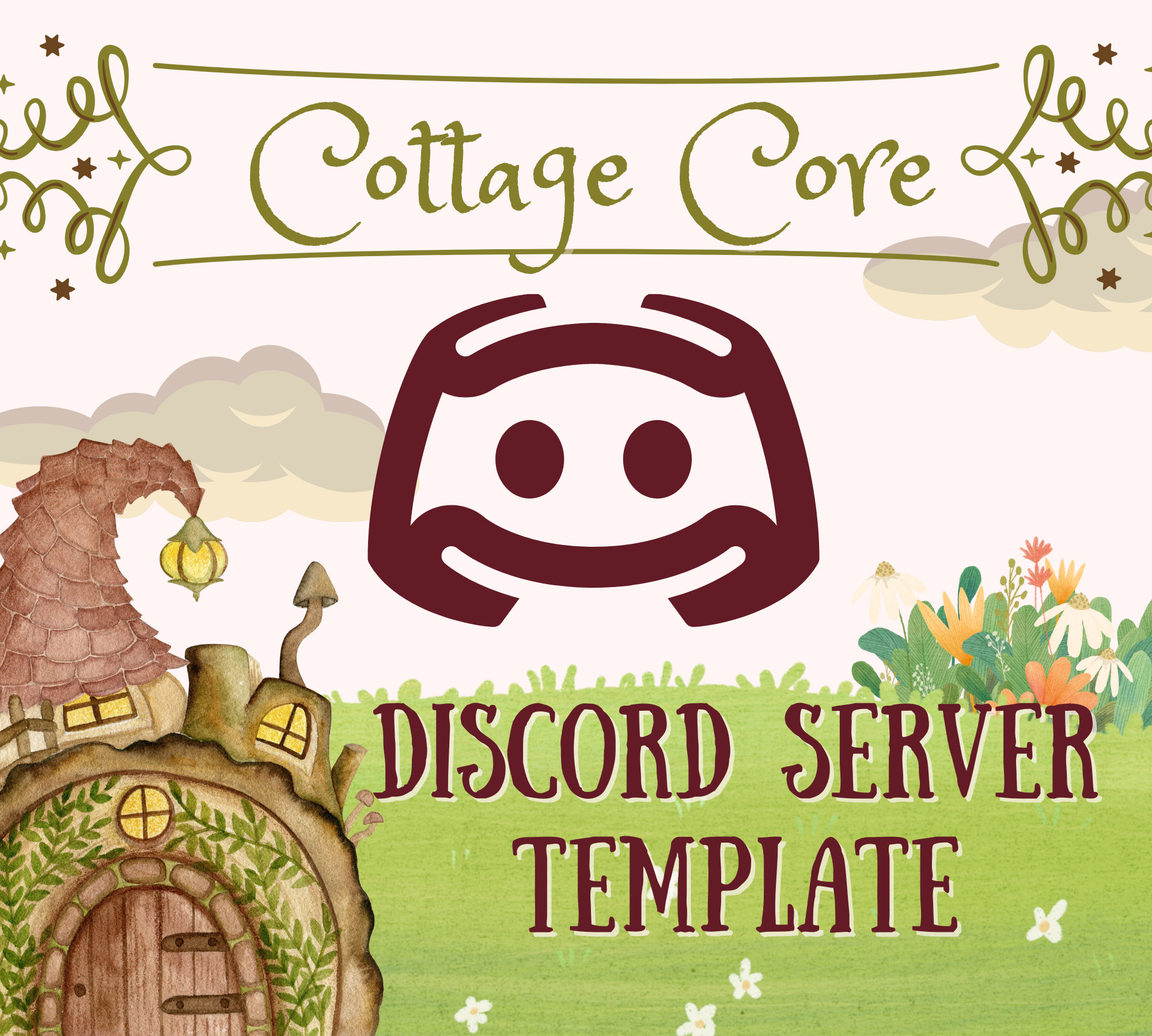 Minimalistic Cottagecore Discord Server Template | 50+ Channels and ...