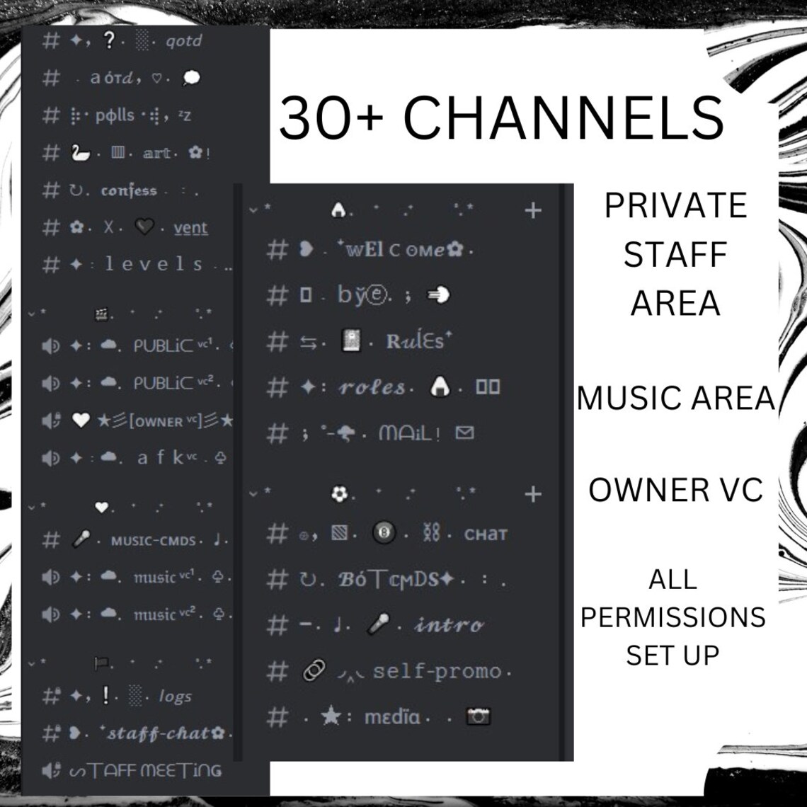 Alternative Font Discord Server Template, Cute BLACK & WHITE Discord ...