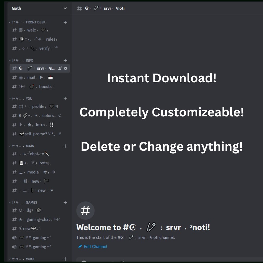 Black Aesthetic Streamer & Gaming Discord Server Template - Great for ...