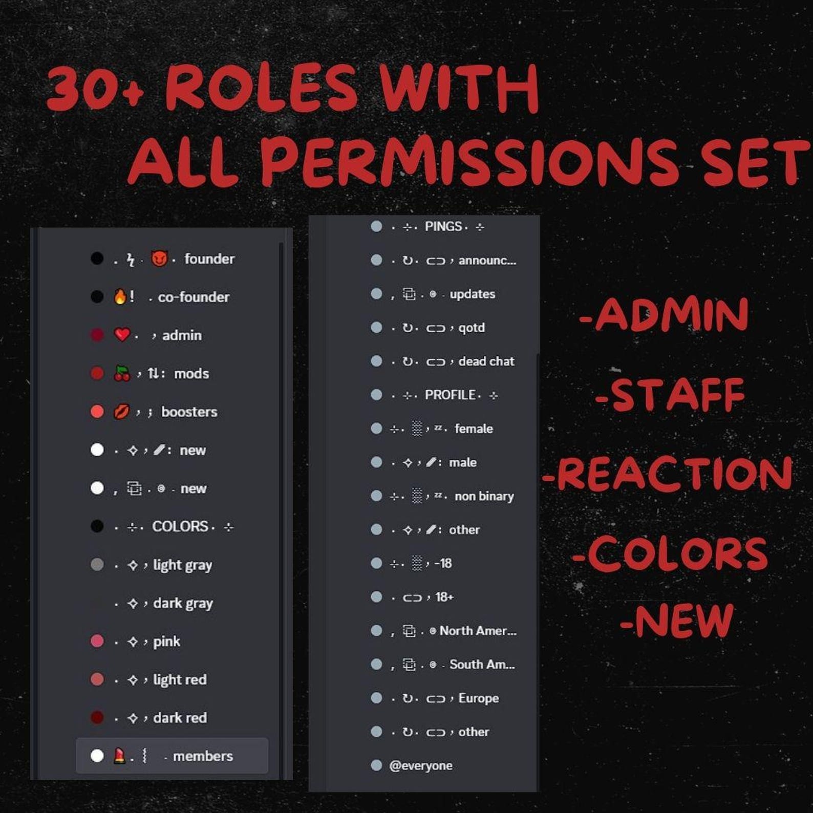 Dark Red Black Discord Server Template | 25+ Roles 25+ Channels | Dark ...