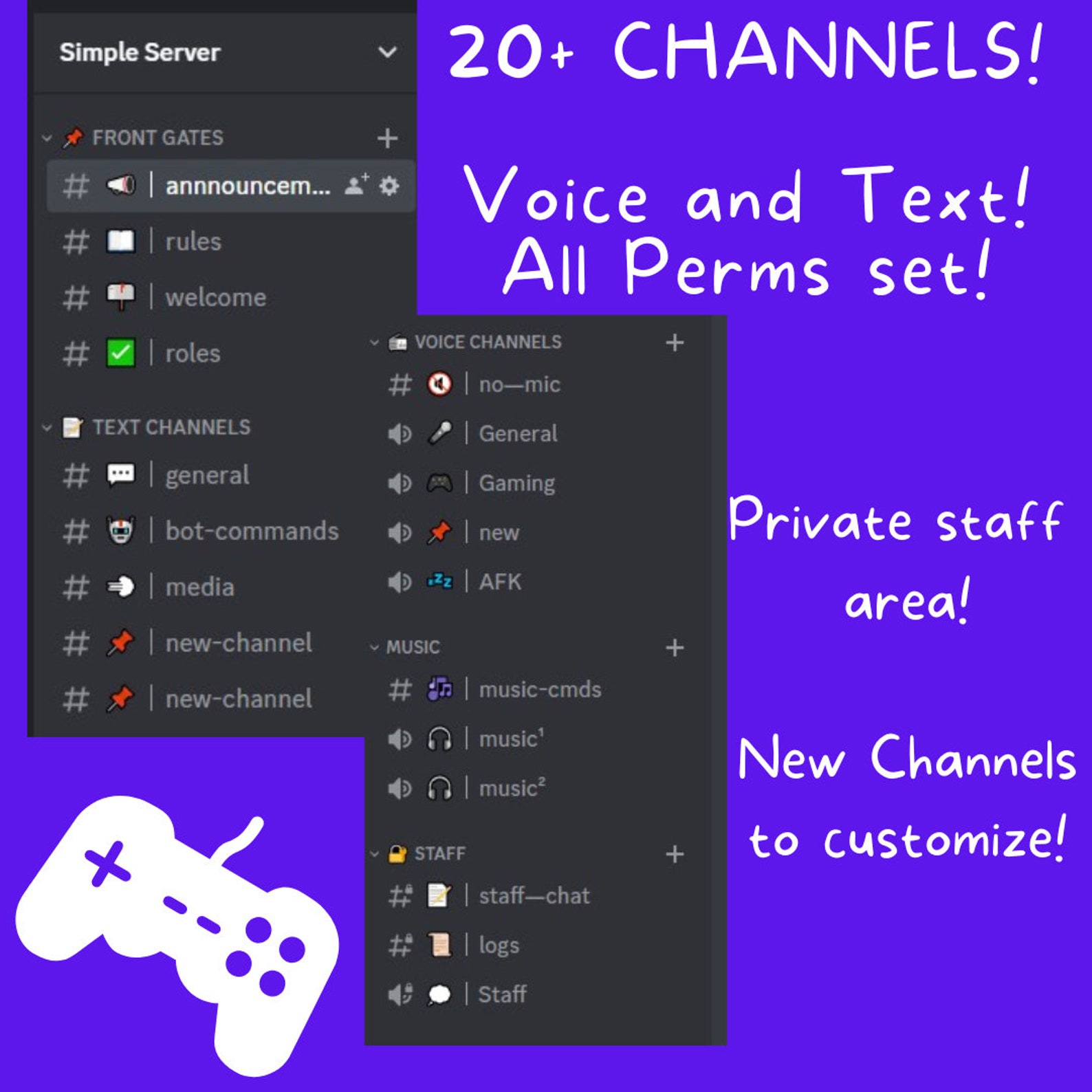 Clean and Simple Discord Server Template; Simplistic Streamer & Content ...