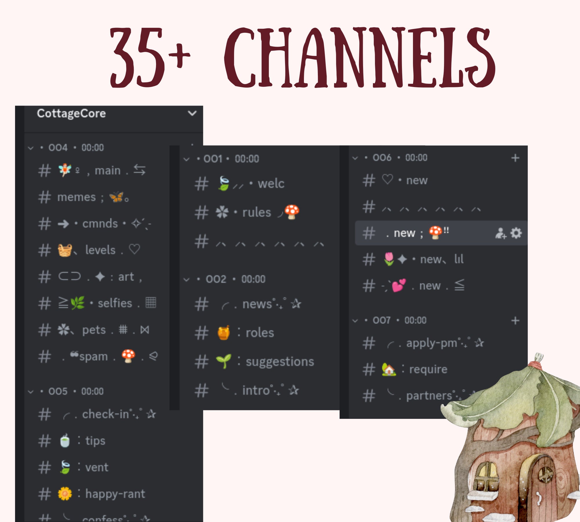 Minimalistic Cottagecore Discord Server Template | 50+ Channels and ...