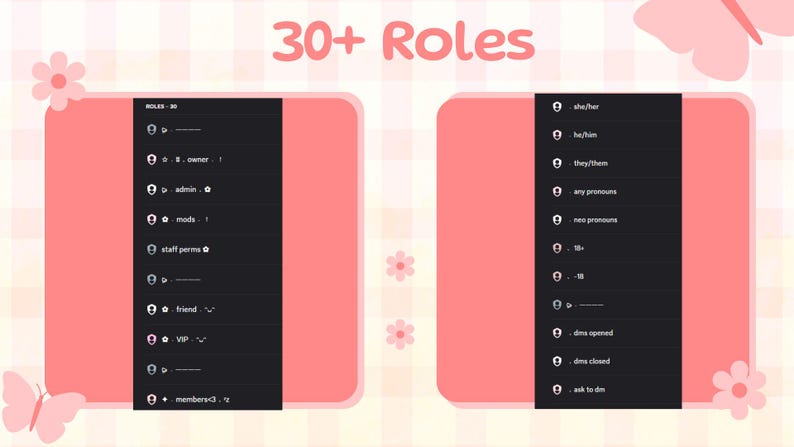 PINK & WHITE Coquette Pretty Discord Server Template | 30+ Roles 35 ...