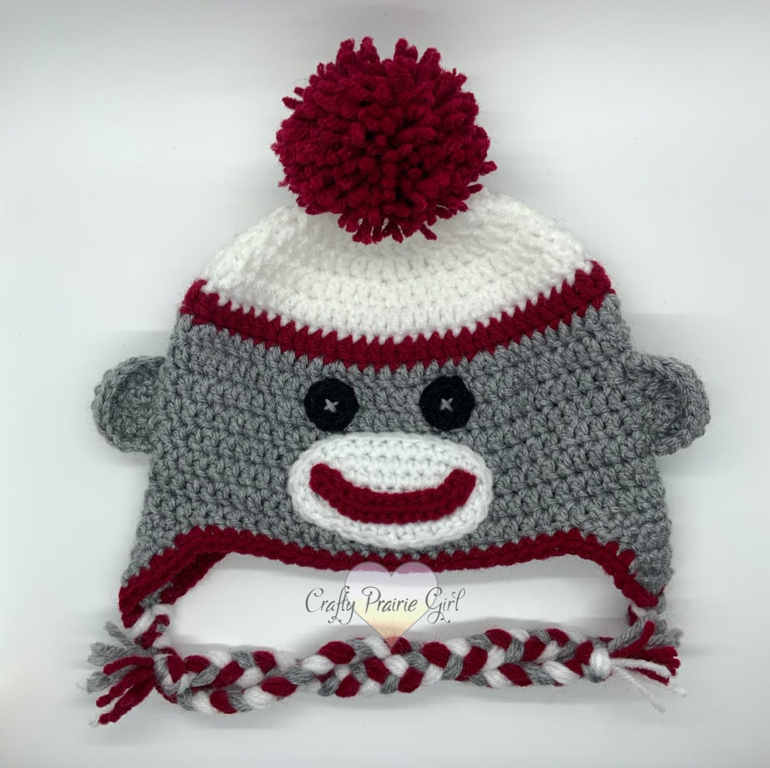 Sock Monkey Crochet Hat / Character Hat / Custom Crochet Hat / Kids Hat ...