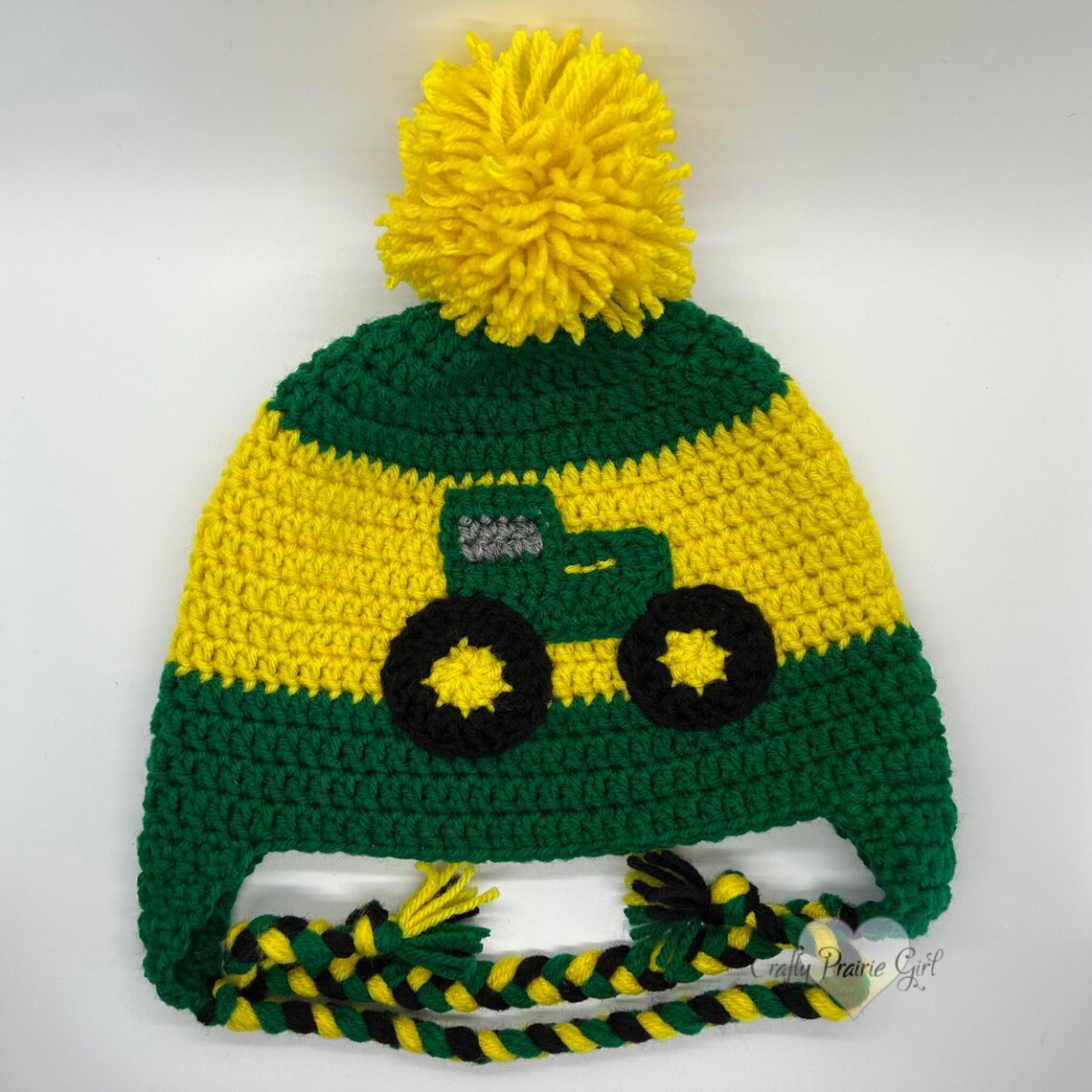 Tractor Themed Crochet Hat / Green and Yellow Tractor Hat / Farm Themed ...