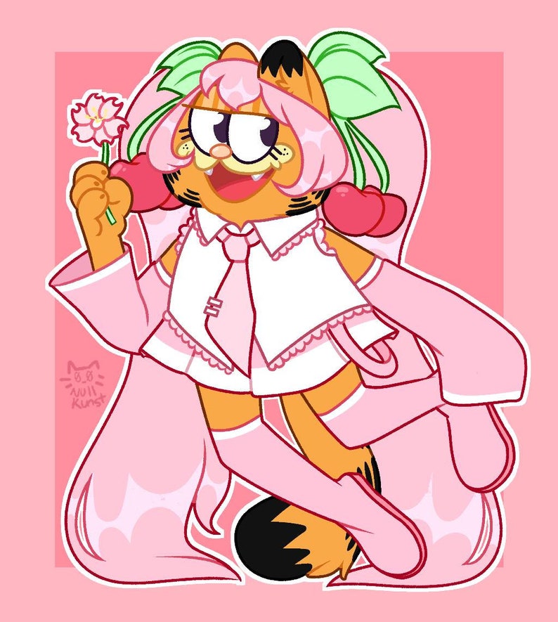 Sakura Miku Garfield 2.6 X 3 Holo Stickers no - Etsy