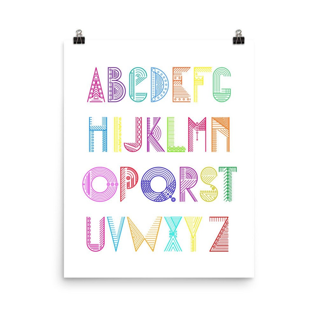 Geometric Font Bold Color Alphabet Chart 8x10 or 4:5 Ratio - Etsy Australia