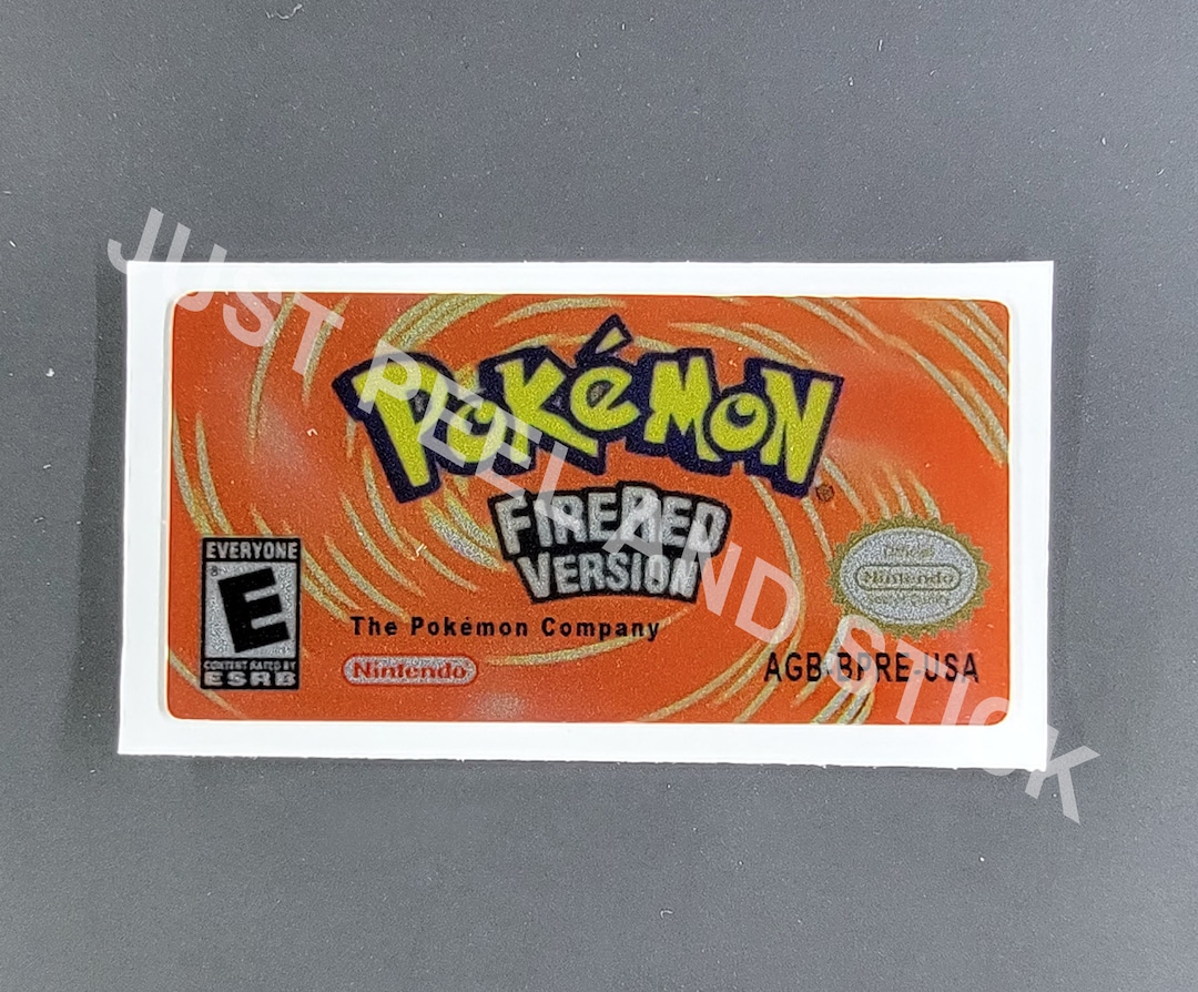 GBA Pokemon Fire Red Version Replacement Label Decal Foil Metallic ...