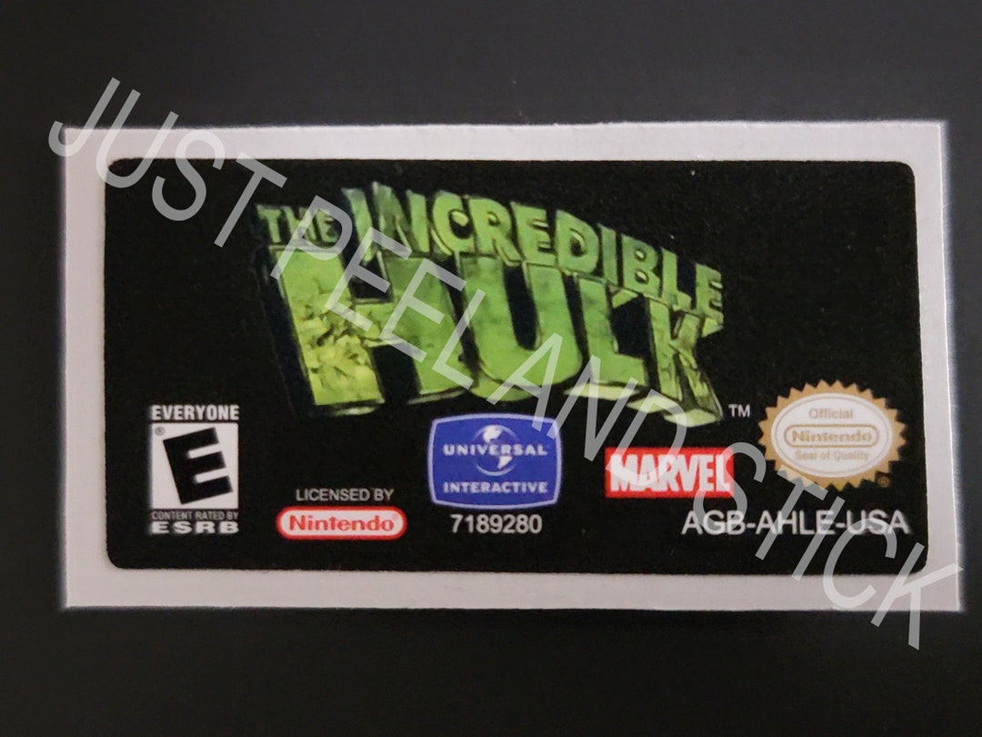 GBA the Incredible Hulk Replacement Label Decal Glossy Sticker - Etsy