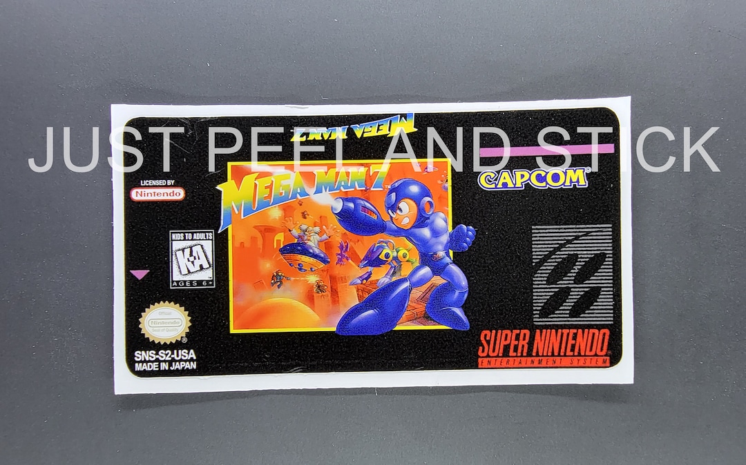 SNES Mega Man 7 Replacement Game Cartridge Label Decal Glossy Finish ...