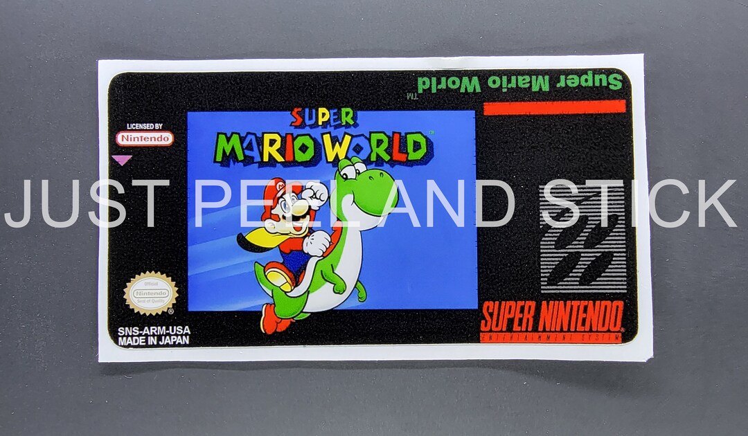 SNES Super Mario World Replacement Label Decal Glossy Sticker Nintendo ...