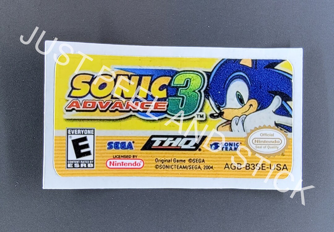 GBA Sonic Advance 3 Replacement Label Decal Glossy Finish Sticker - Etsy