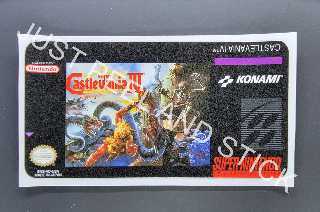 SNES Castlevania IV 4 Replacement Game Cartridge Label Decal Glossy ...