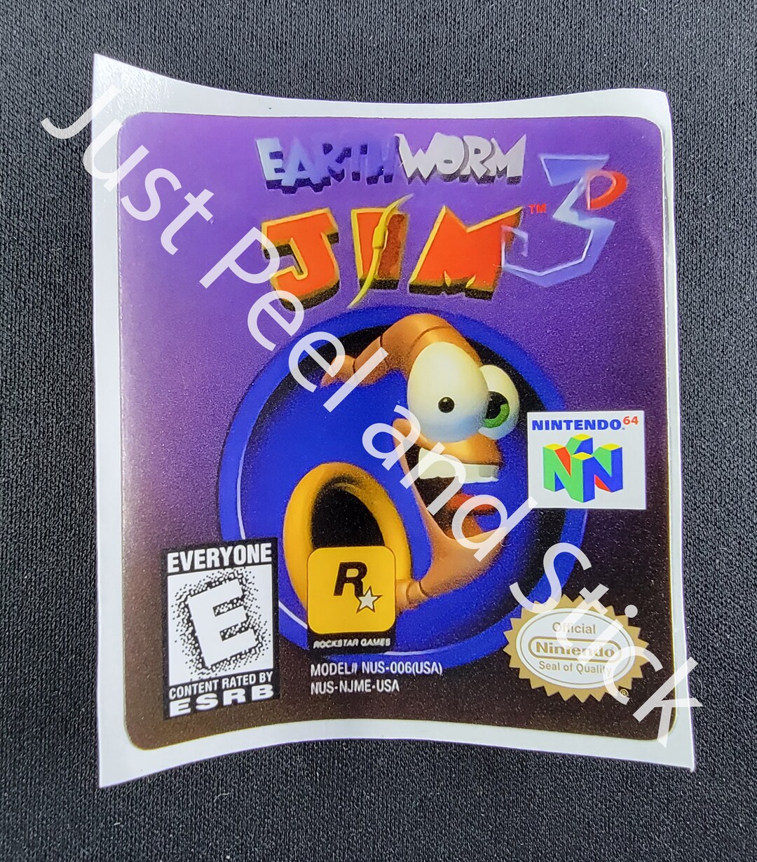 N64 Earth Worm Jim 3d 3 D Replacement Label Decal Sticker Nintendo 64 ...