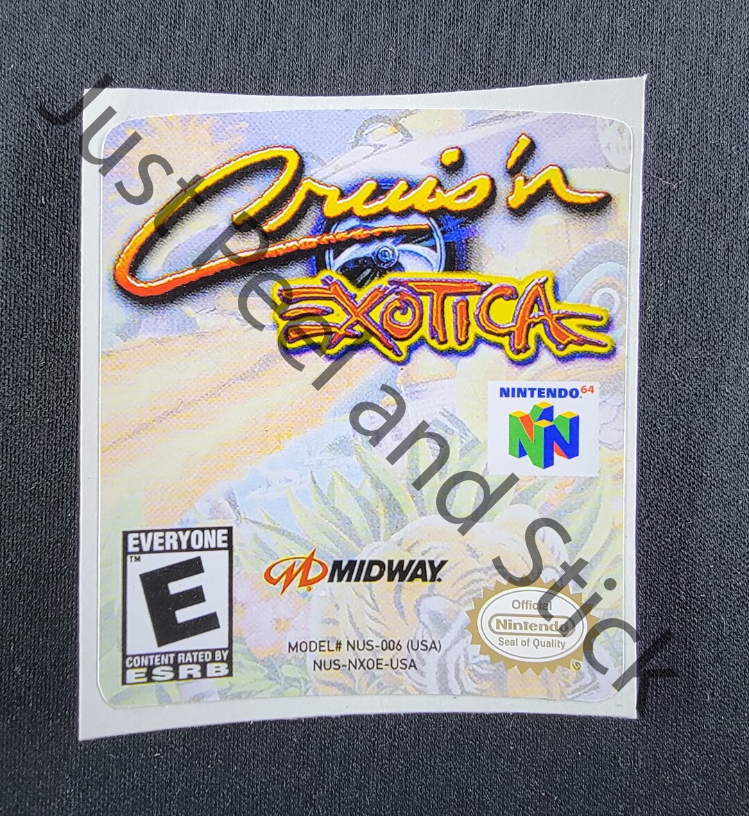 N64 Cruis'n Cruisn Exotica Replacement Label Decal Sticker Nintendo 64 ...