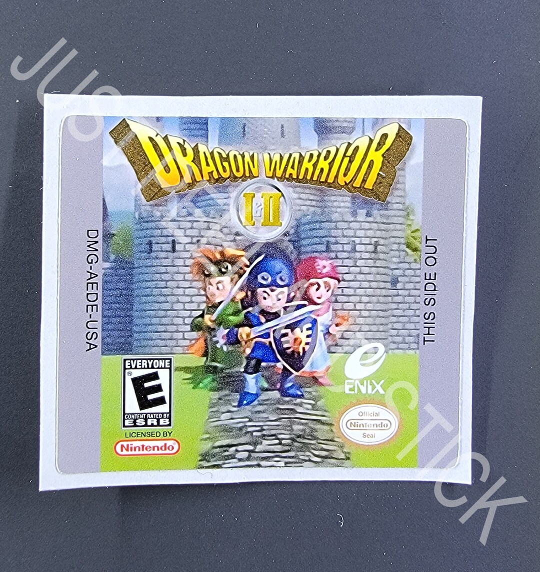 Gameboy Color GBC Dragon Warrior 1&2 Replacement Label Decal Glossy ...