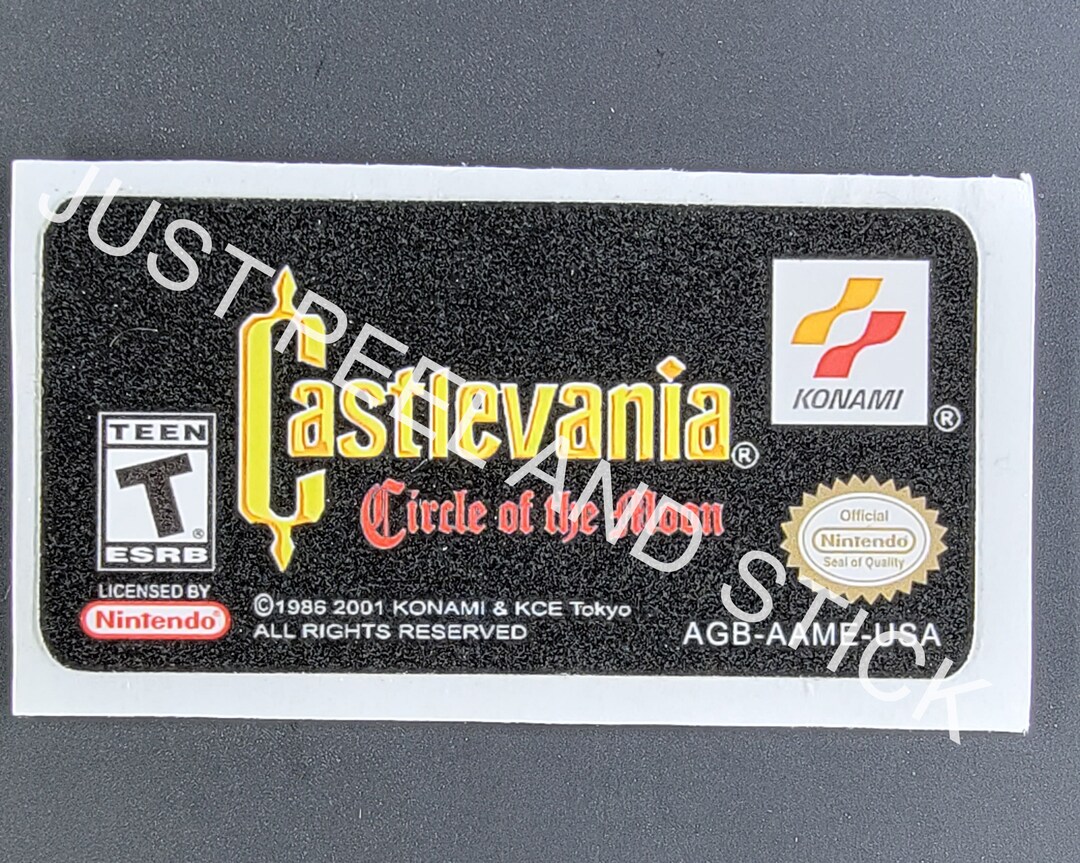GBA Castlevania Circle of the Moon Pack Replacement Label Decal Glossy ...