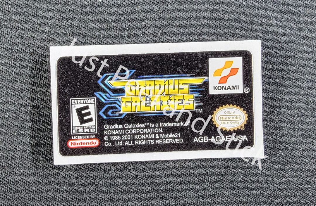GBA Gradius Galaxies Replacement Label Decal Glossy Finish Sticker ...