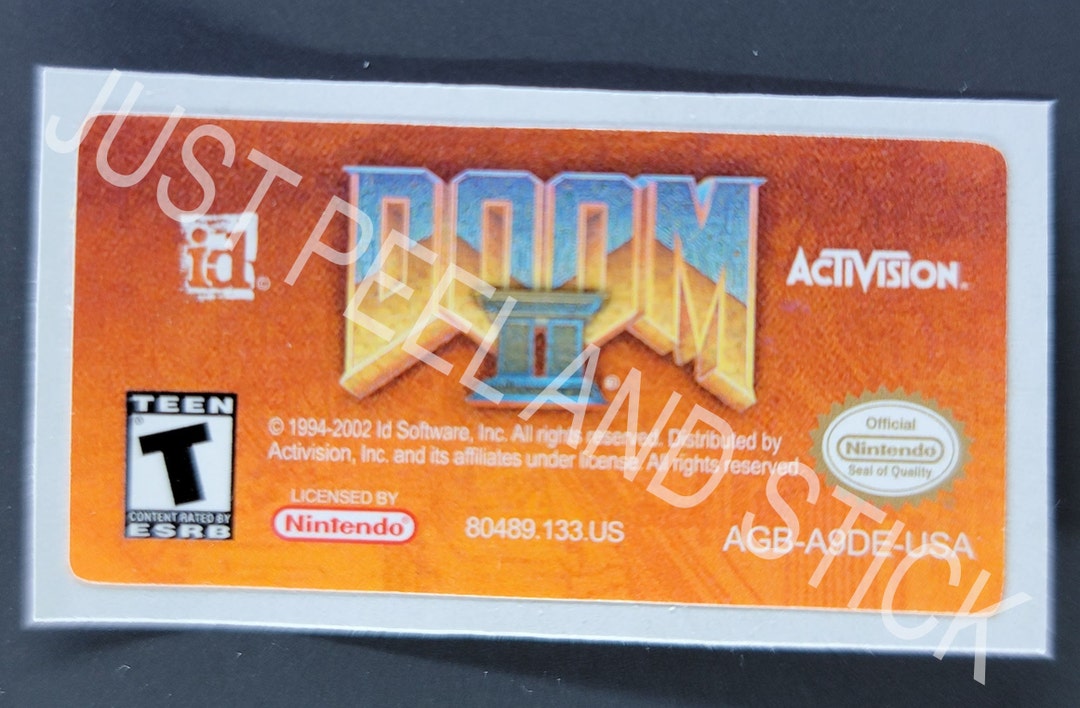 GBA DOOM II Doom 2 Replacement Label Decal Glossy Sticker - Etsy