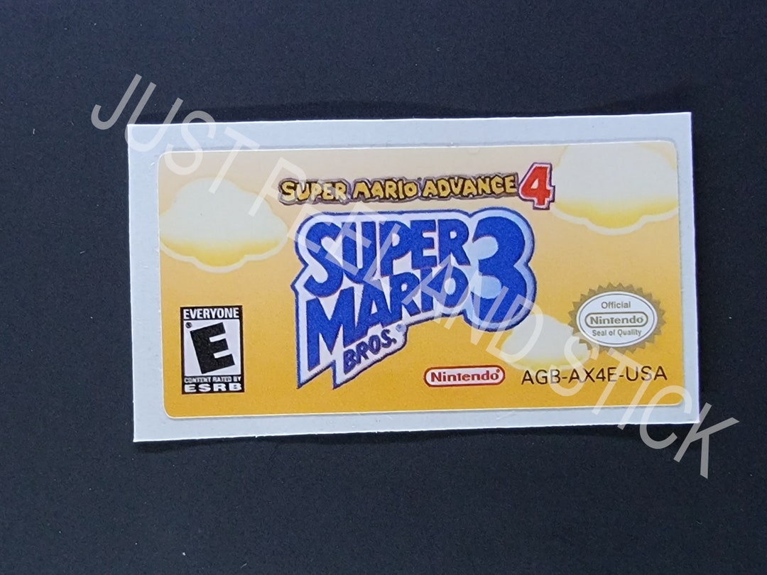 GBA Super Mario Advance 4 Super Mario Bros 3 Replacement Label Decal ...