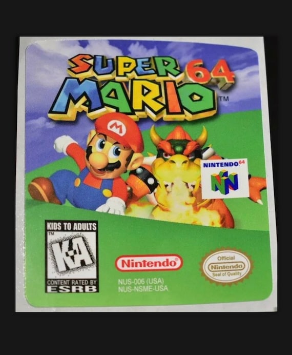 N64 Super Mario 64 Replacement Label Decal Sticker Nintendo | Etsy