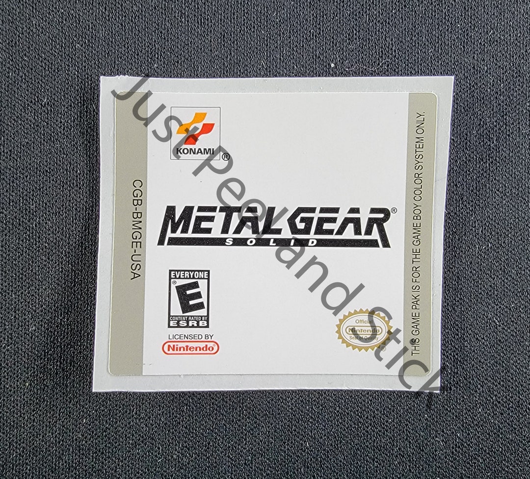 Gameboy Color GBC Metal Gear Solid Replacement Label Decal Glossy ...