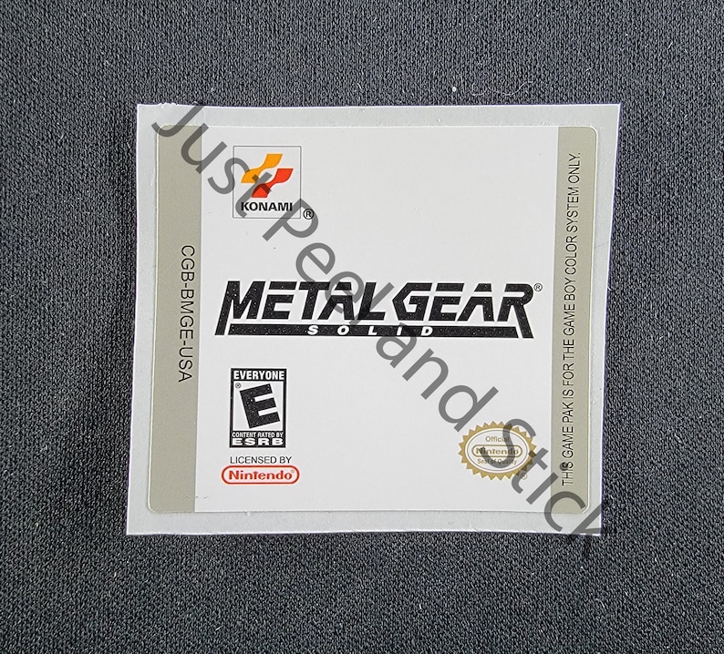 Gameboy Color GBC Metal Gear Solid Replacement Label Decal - Etsy