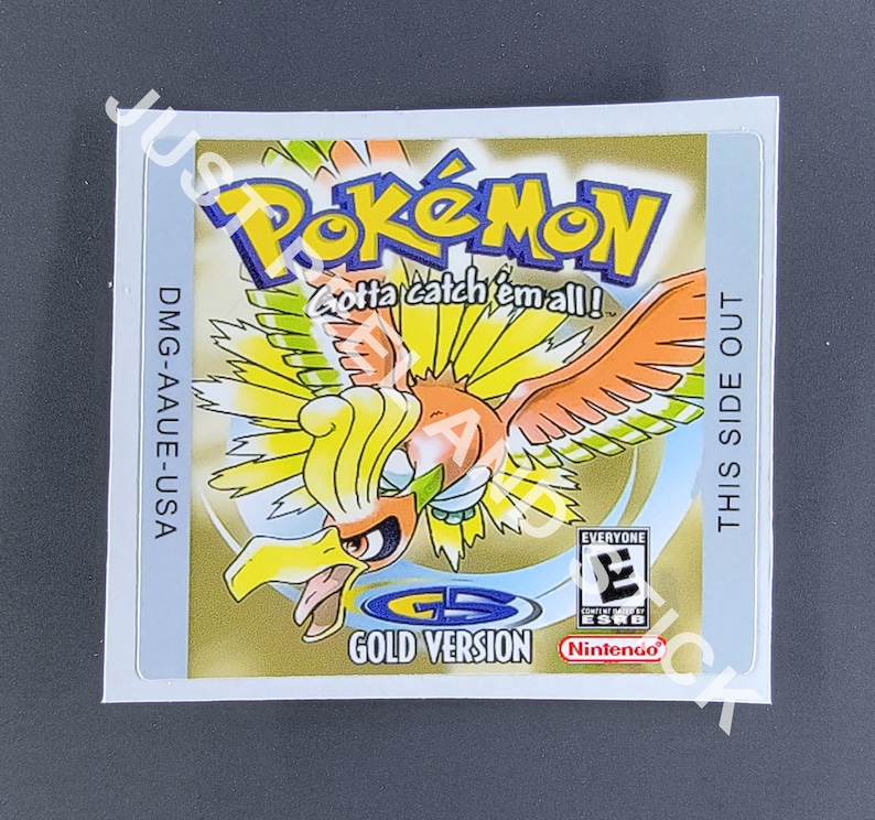 Gameboy Pokemon Gold Version Replacement Label Decal Foil Metallic or ...