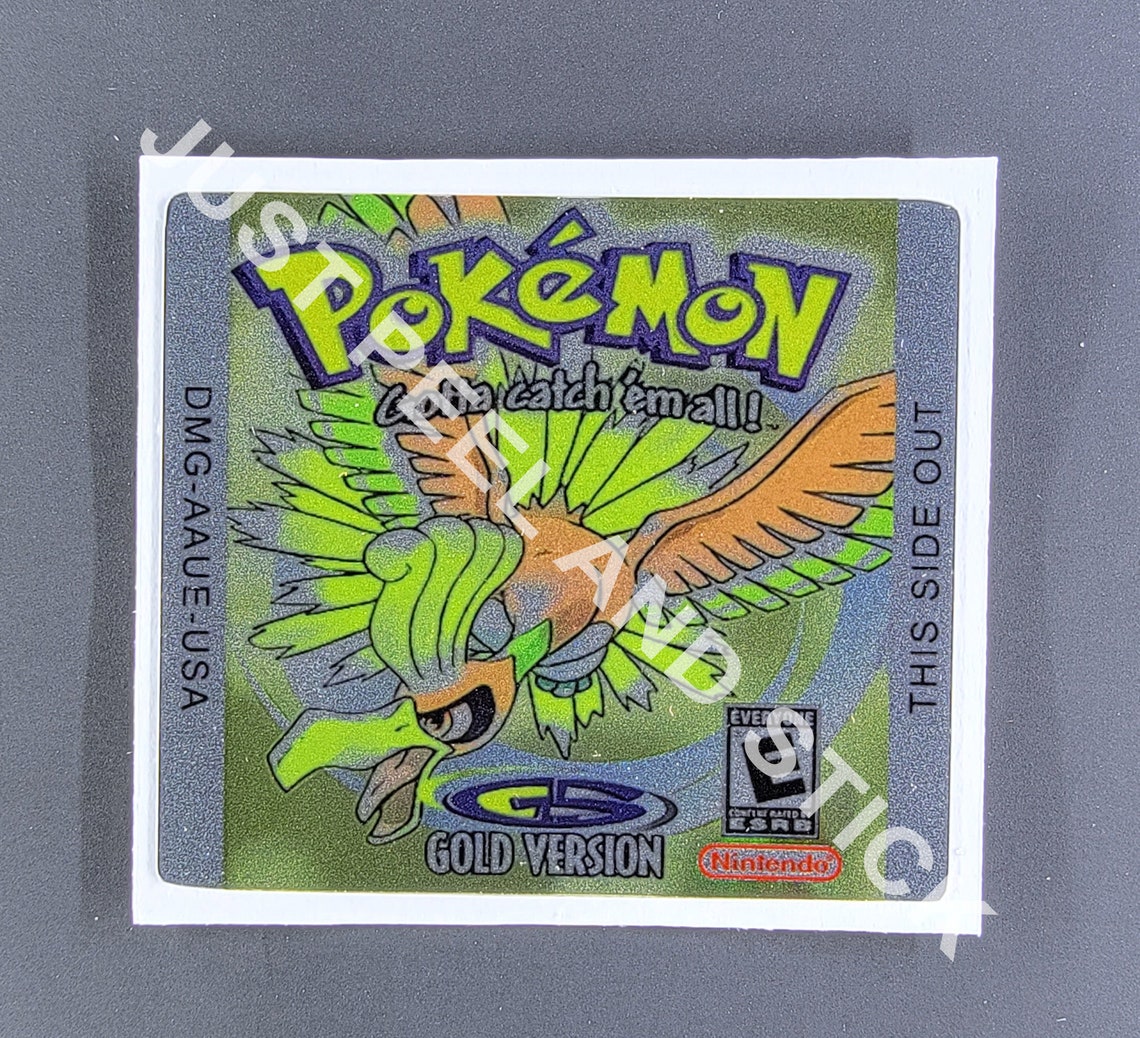 Gameboy Pokemon Gold Version Replacement Label Decal Foil Metallic or ...