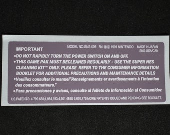 Snes Replacement Label | Etsy