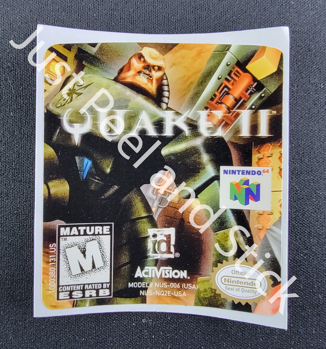 N64 Quake 2 Two Replacement Label Decal Glossy Paper Finish Sticker ...