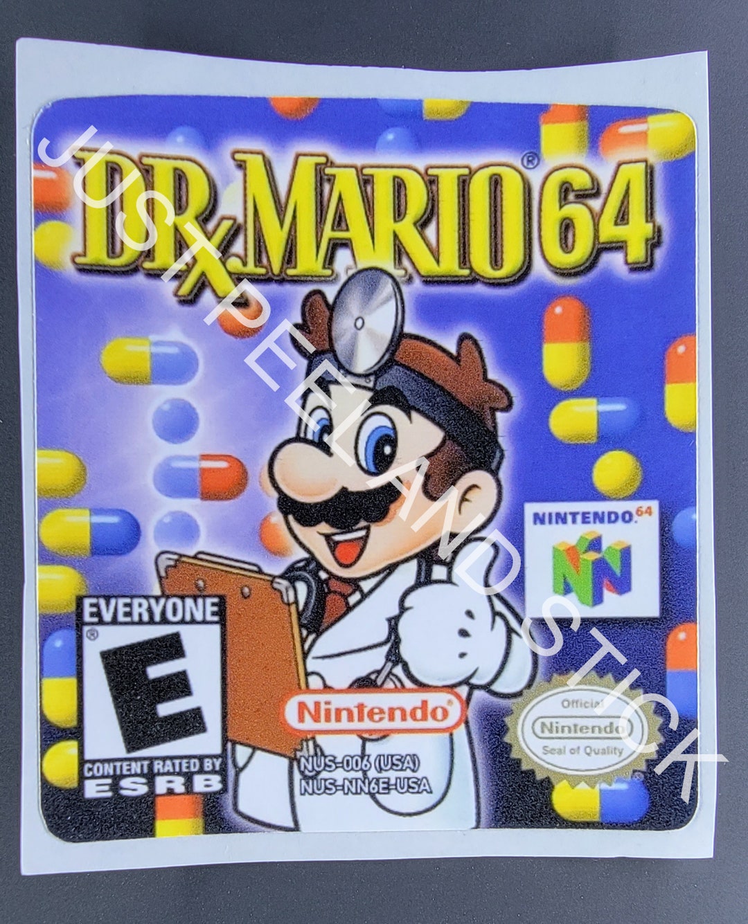 N64 Dr Mario Replacement Label Decal Glossy Finish Sticker Dr Mario ...