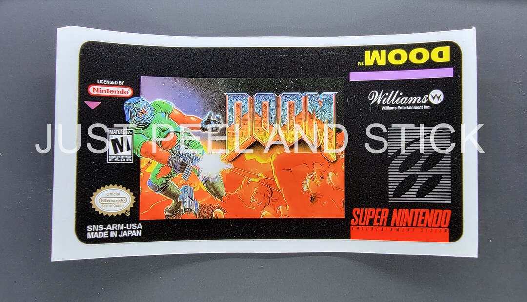 SNES Doom Replacement Game Cartridge Label Decal Glossy Finish Sticker ...