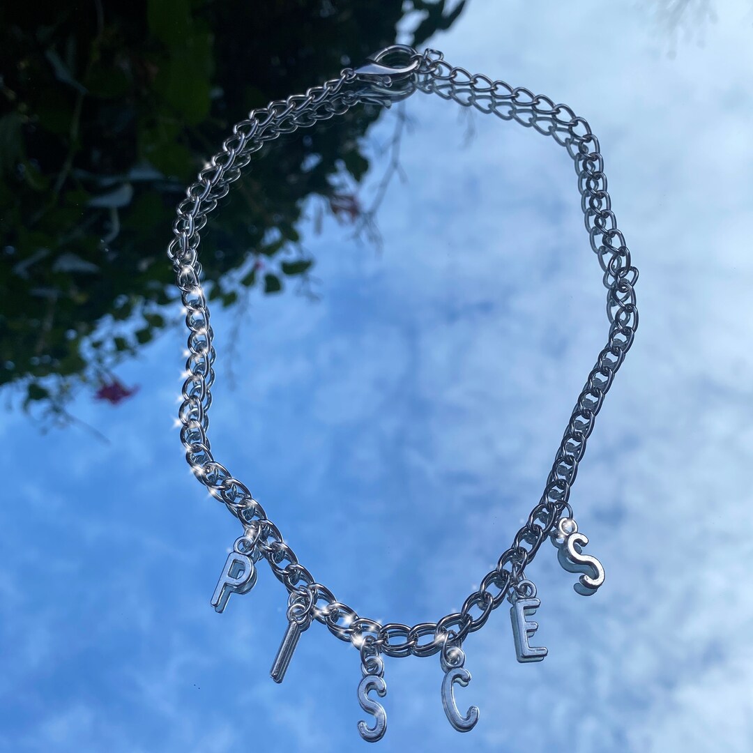 Pisces Letter Chain Necklace - Etsy
