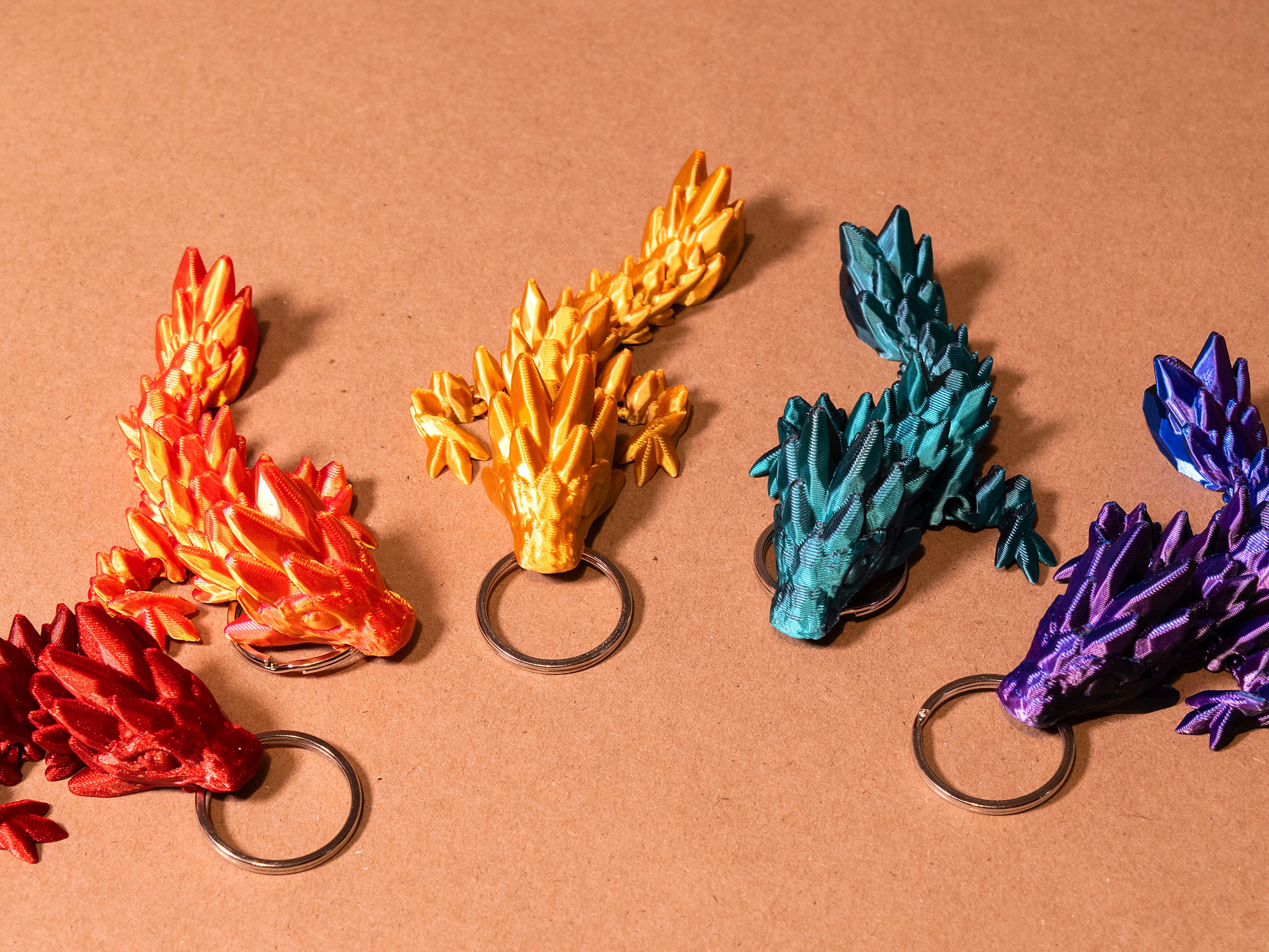 3D Printed Dragon Keychain - Articulated Baby Gemstone Dragon - Etsy
