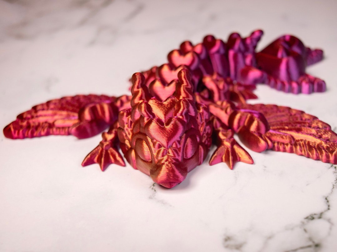 3D Printed Valentine's Dragon Baby Flexible Fidget Toy - Etsy