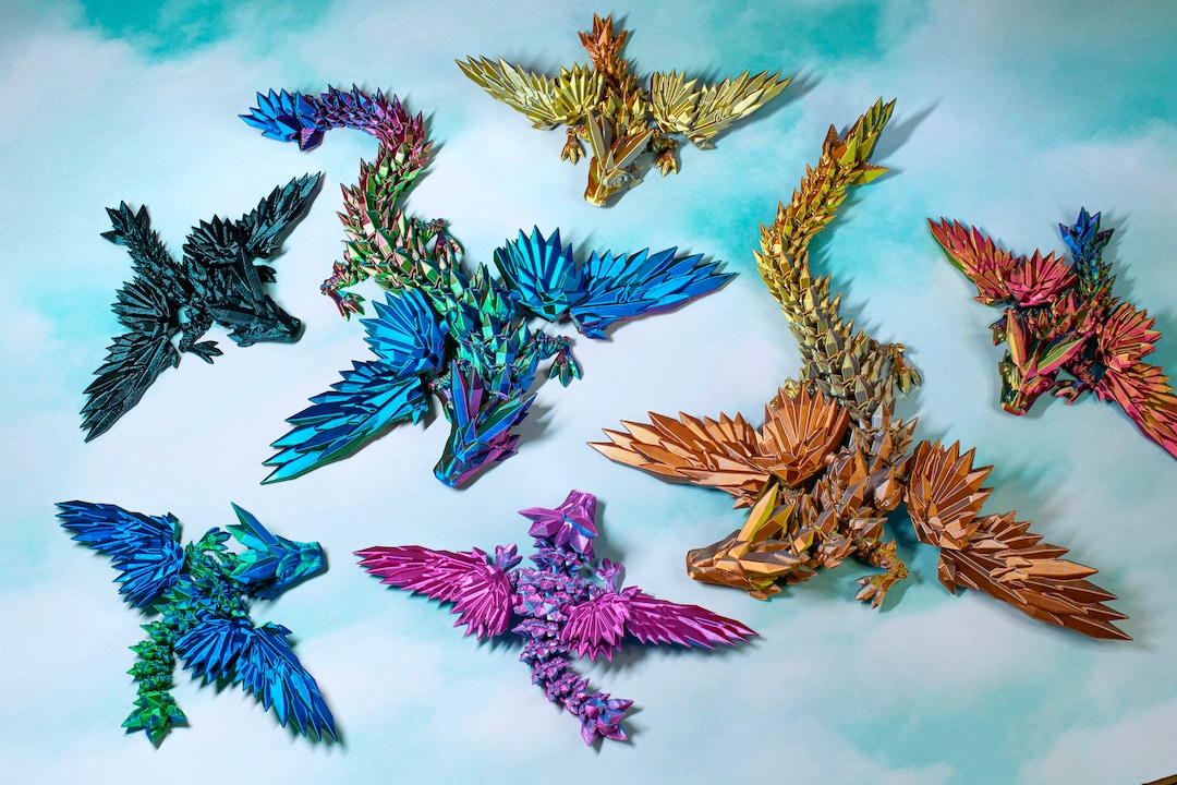 3D Printed Winged Articulated Crystal Dragon Fidget Toy - Etsy Singapore