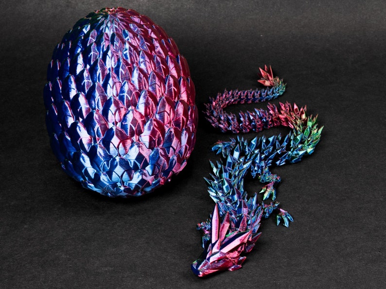 3D Printed Crystal Dragon, Articulated Fidget Toy, Optional Egg - Etsy