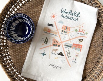 Hometown Map Tea Towel - Etsy