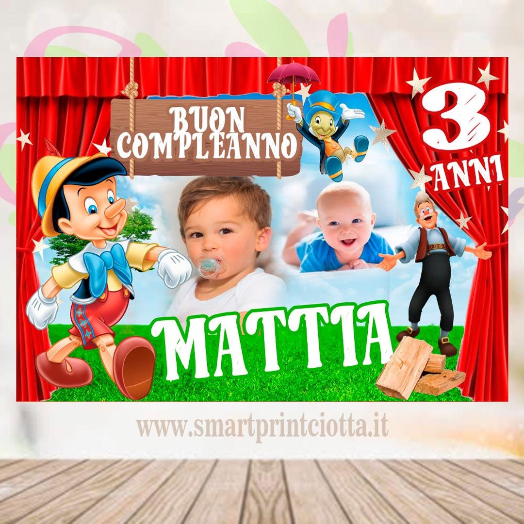 Pinocchio Digital File Backdrop Cover Popular Kids Girl Birthday Party ...