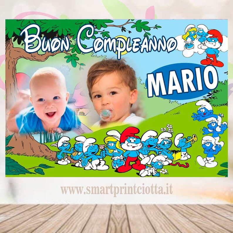 The Smurfs Digital File Backdrop Cover Popular Kids Girl Birthday Party ...